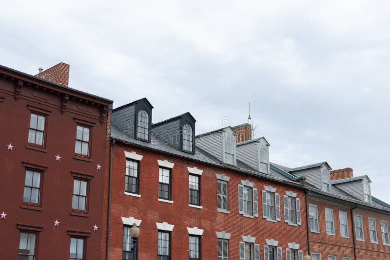 A Row of Old Brick Buildings in Georgetown of Washington D.C. Stock ...