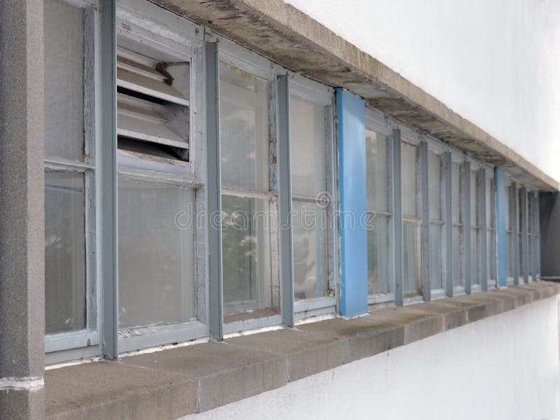 Row of Old Run Down Office Windows Stock Photo - Image of antique ...