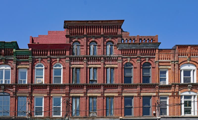 Row of Old 19th Century Brick Buildings Stock Image - Image of century ...