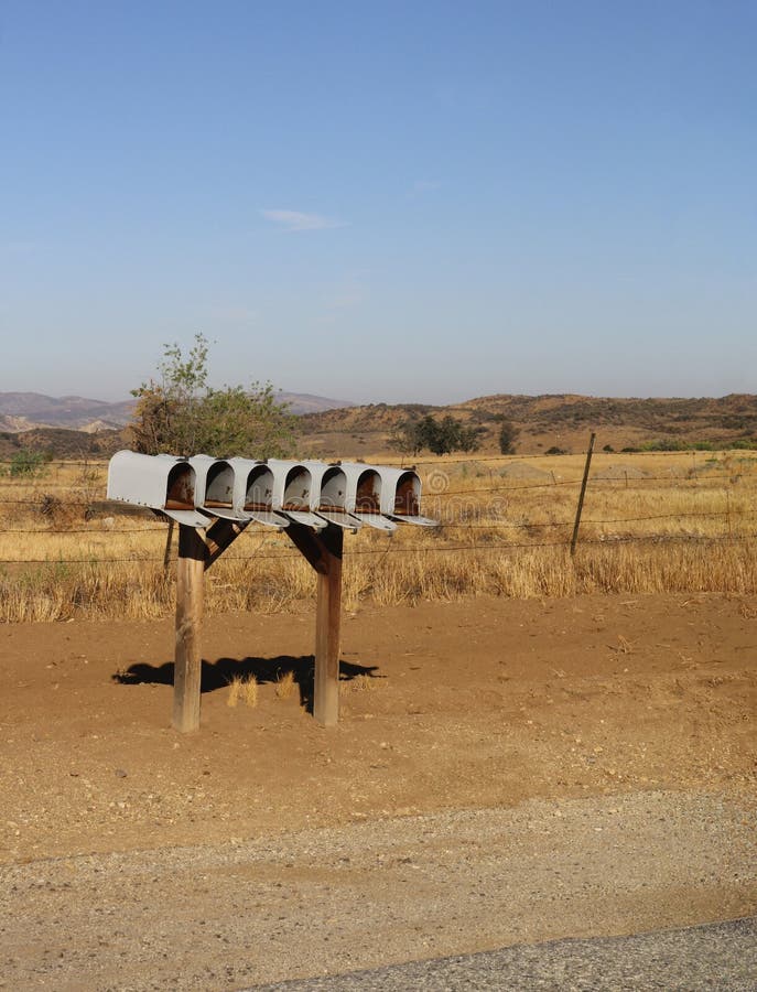 Row of Open Mailboxes in a Rural Setting Stock Image - Image of ...
