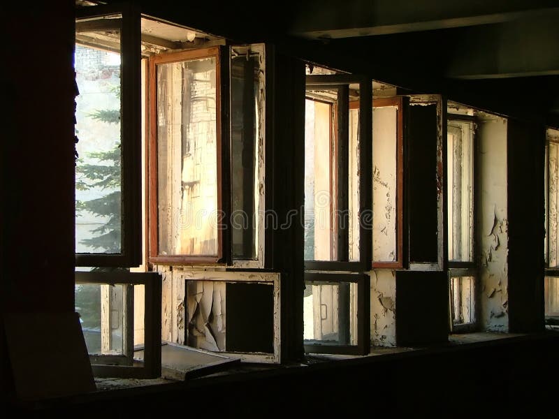 Row of open windows stock image. Image of abandon, factory - 261941