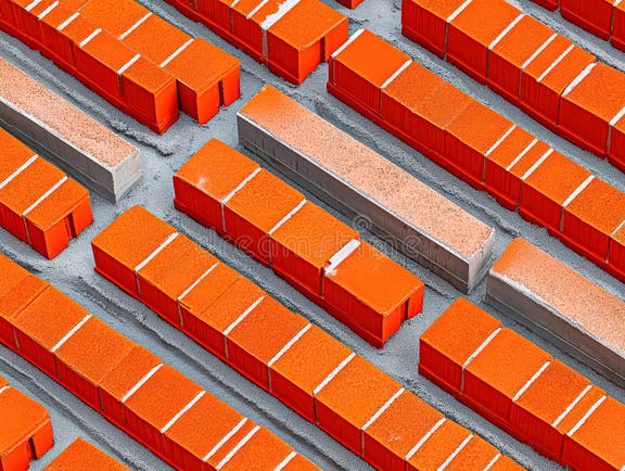 Row of Orange Bricks with a White Stripe Stock Image - Image of design ...