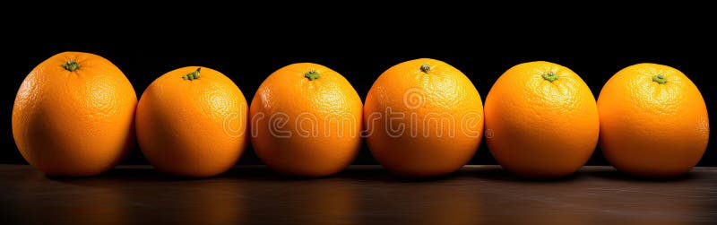 A Row of Oranges on Wooden Table Stock Illustration - Illustration of ...