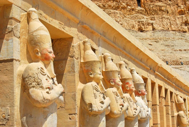 Row of Osiris Statues at Hatshepsut Temple Stock Image - Image of ...