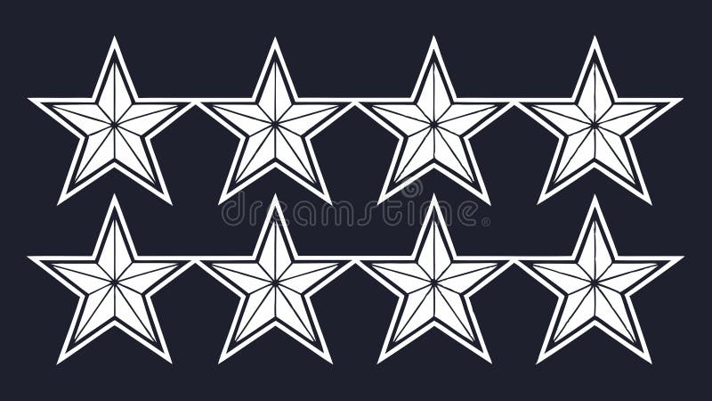Row of Outlined Stars with Shadow Effect, Rating Quality Design Vector ...