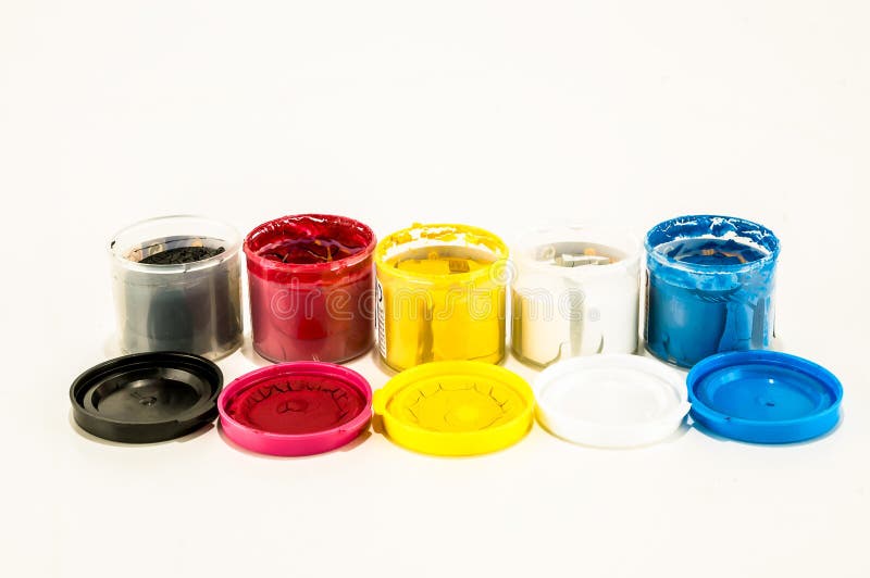 A Row of Paint Cans with Different Colors Stock Image - Image of pink ...