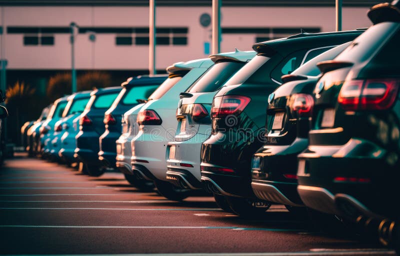 Cars Parking Lot Row Stock Illustrations – 748 Cars Parking Lot Row ...
