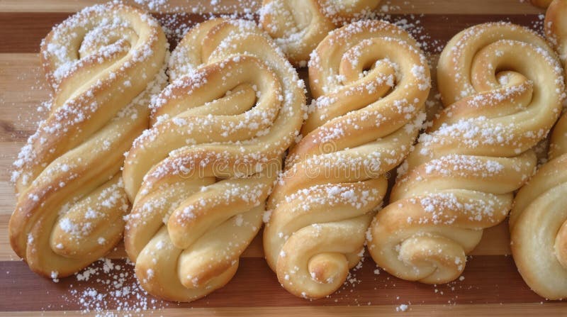 A Row of Pastries with Powdered Sugar on Top Stock Illustration ...