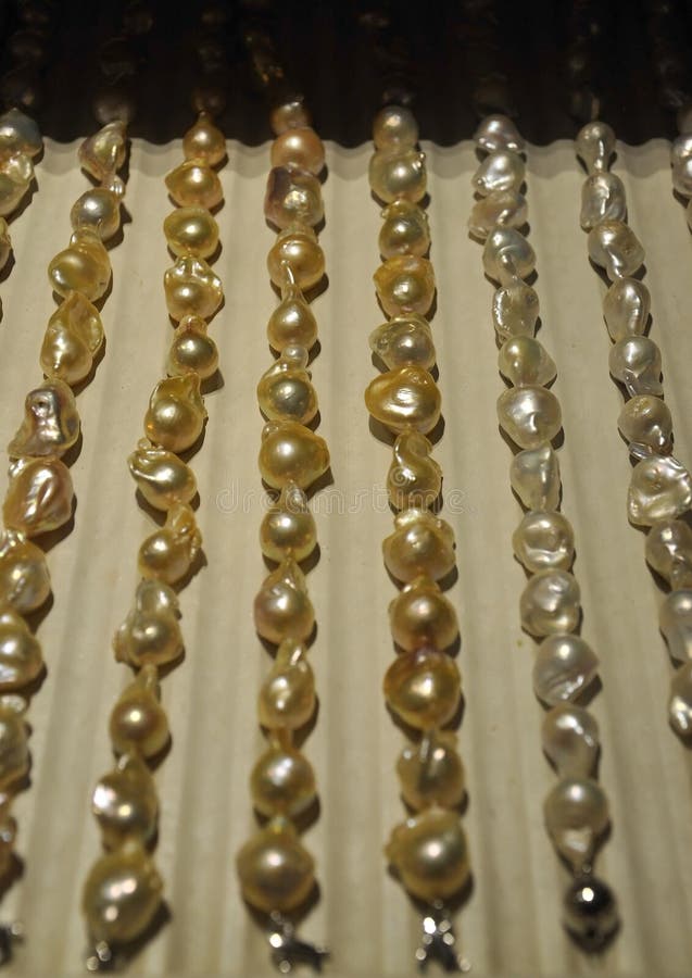 Row of Pearls in a Pearl Workshop from Beijing in China Editorial Stock ...