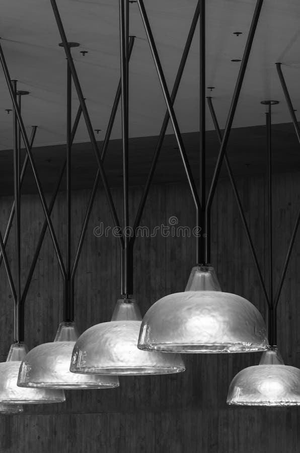 Row of Pendant Light Lamps Set in Modern Interior Stock Image - Image ...