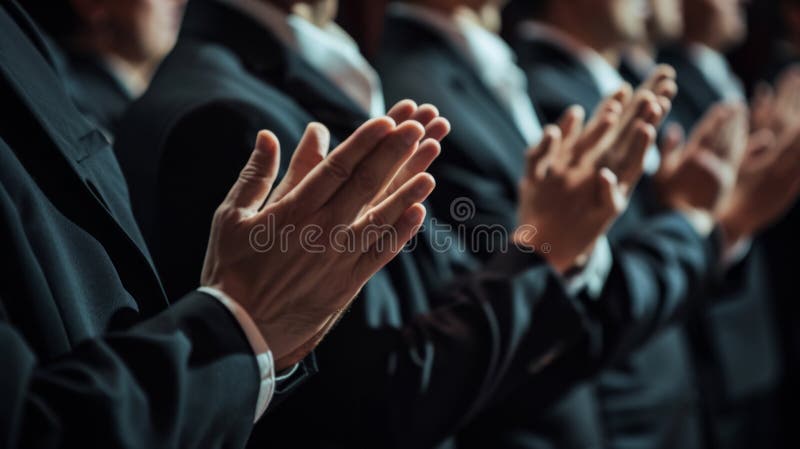 Row of People Clapping Their Hands, Likely in an Event or Seminar ...