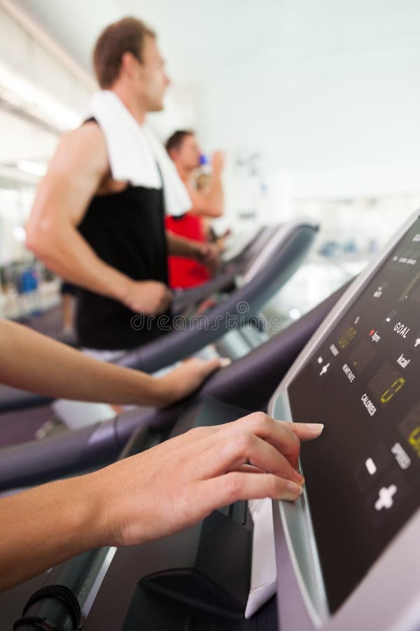 Row of People Working Out on Treadmills Stock Image - Image of sport ...