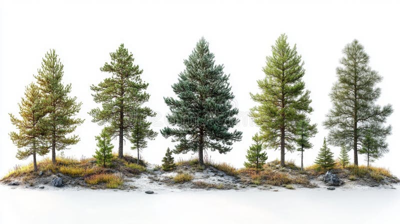 Row of Pine Trees in Autumn Generative AI Stock Illustration ...