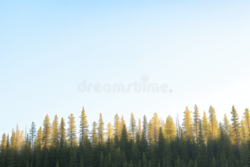 Row of Pine Trees on a Forest Ridge Against a Clear Sky Stock ...