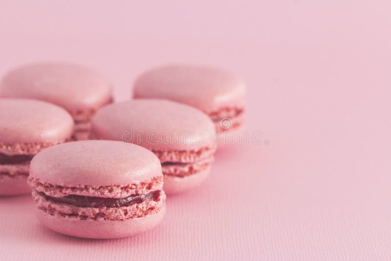 Row of Pink French Macarons Stock Image - Image of almond, bakery ...