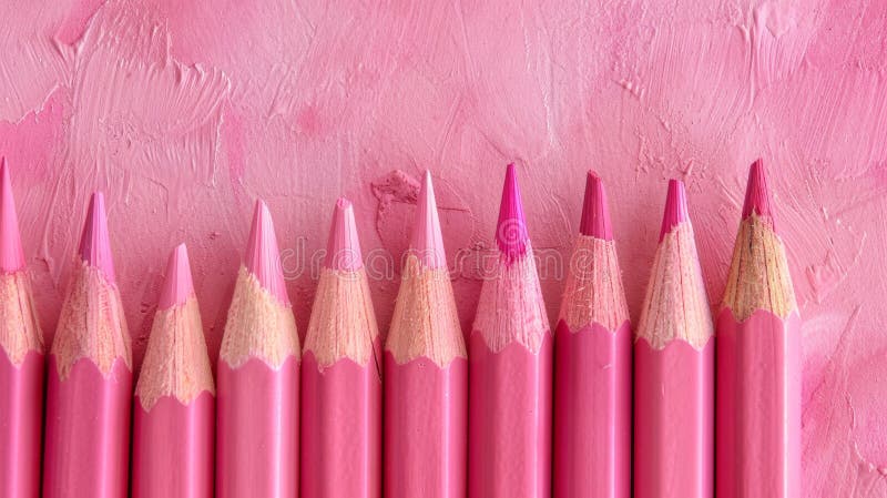 Row of Pink Pencils on Pink Textured Background Stock Photo - Image of ...