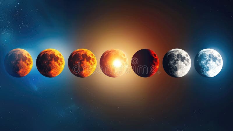 Planetary Alignment with Moon Stock Illustration - Illustration of ...