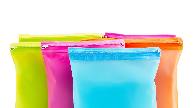 A Row of Plastic Bags with Different Colors Stock Image - Image of ...