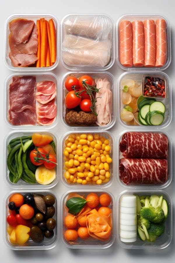 A Row of Plastic Containers Filled with a Variety of Fruits and ...