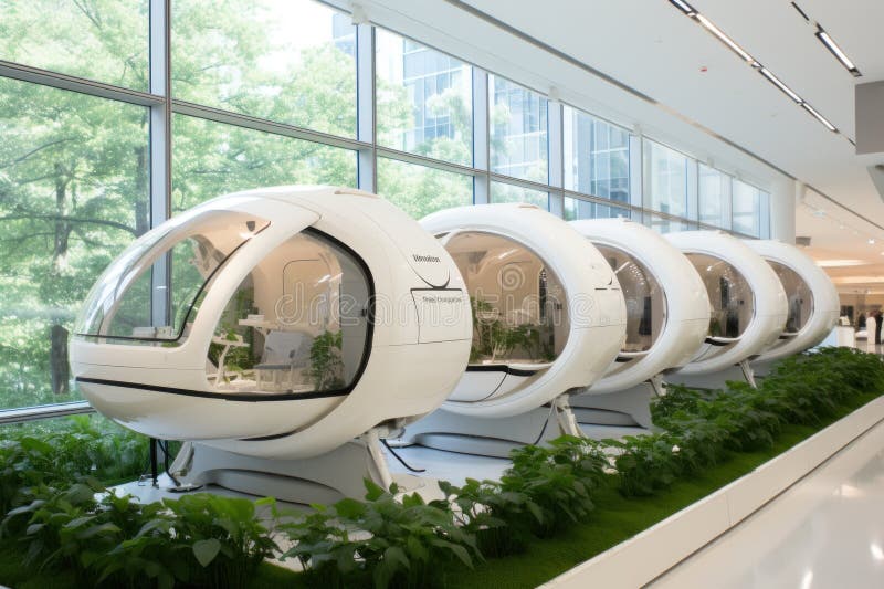 A Row of Pods with Plants Growing Inside of Them. Generative AI Image ...