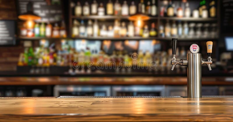 A Row of Polished Chrome Beer Taps are Mounted on a White Tiled Wall in ...