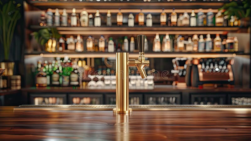 A Row of Polished Chrome Beer Taps are Mounted on a White Tiled Wall in ...