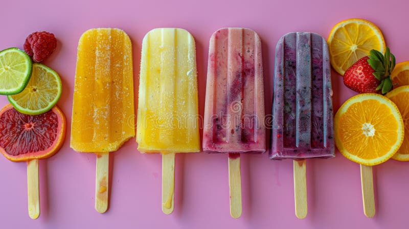 Row of Popsicles with Fruit on Them Stock Photo - Image of pineapple ...