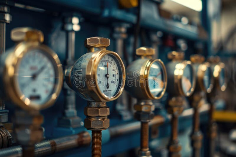 A Row of Pressure Gauges Mounted on a Wall. Ideal for Industrial and ...