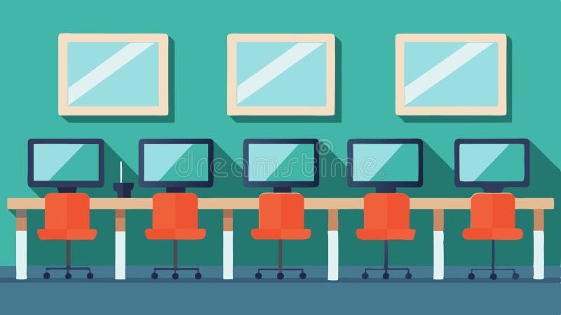 A Row of Private Study Rooms Each Equipped with a Desktop Computer and ...