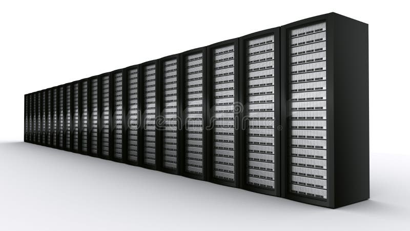 Row of Network Servers in Data Center Stock Illustration - Illustration ...