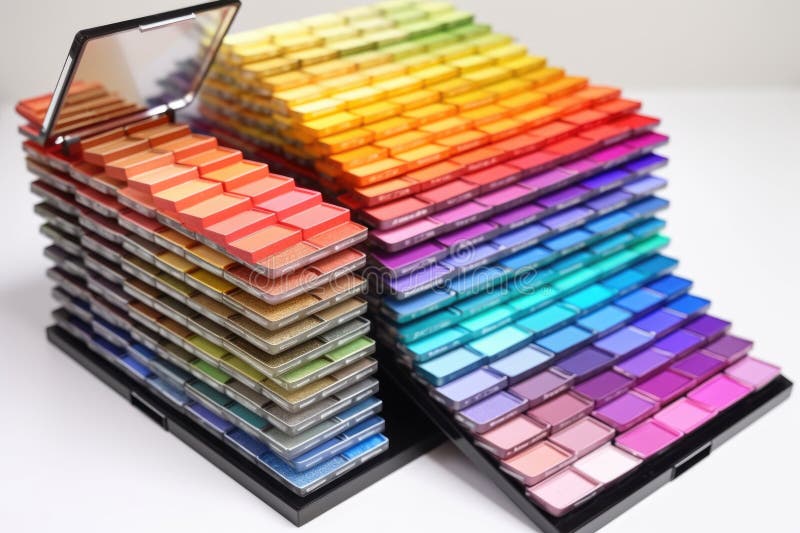 Row of Rainbow-colored Makeup Palettes in Stack Stock Illustration ...