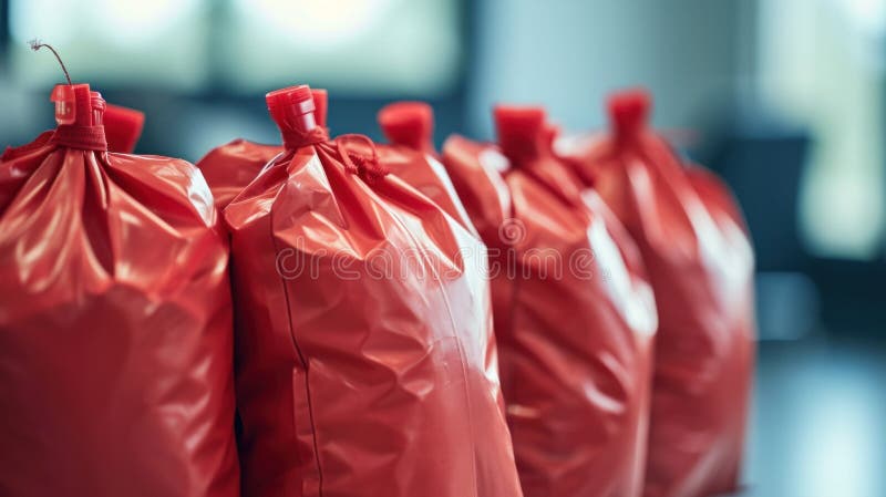 A Row of Red Bags Sitting on a Table Next To Each Other, AI Stock ...