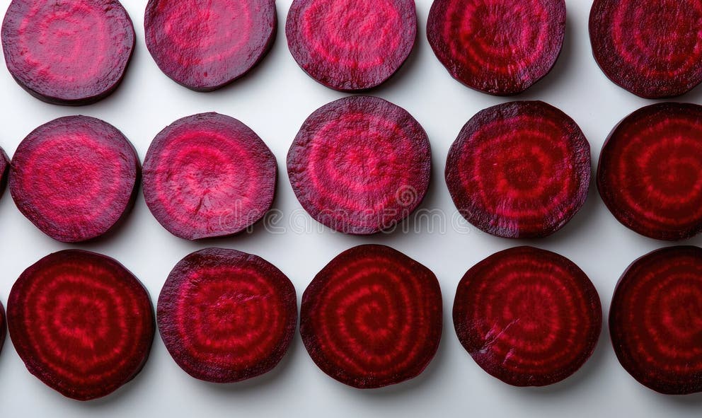 A Row of Red Beets with a Spiral Pattern Stock Photo - Image of ring ...