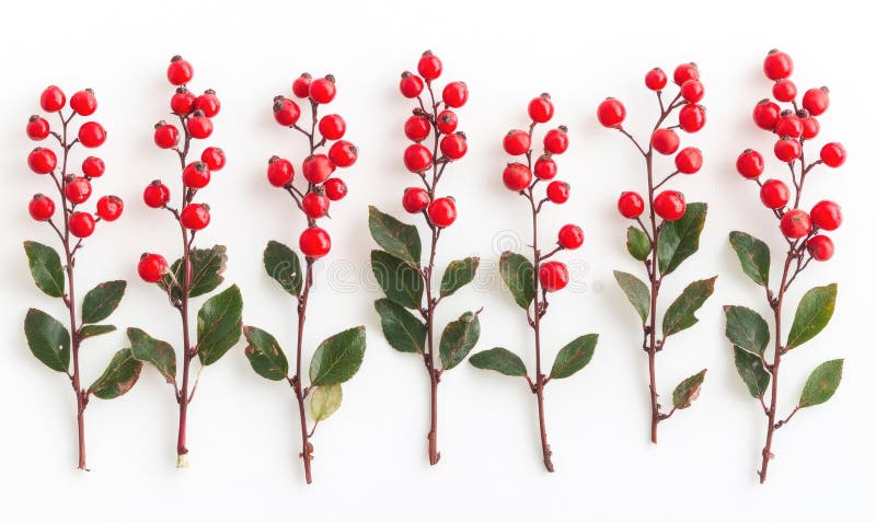 A Row of Red Berries are Lined Up on a White Background Stock Photo ...