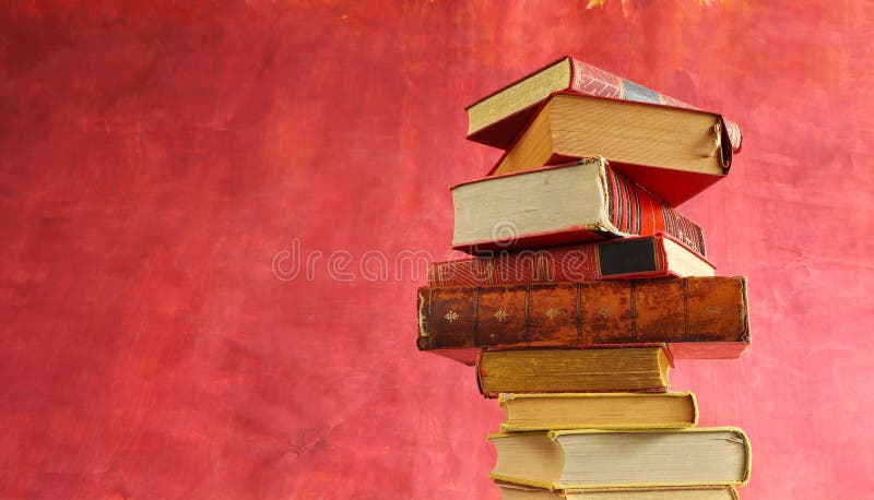 Row Red Books Grungy Background Reading Learning Education Knowledge ...