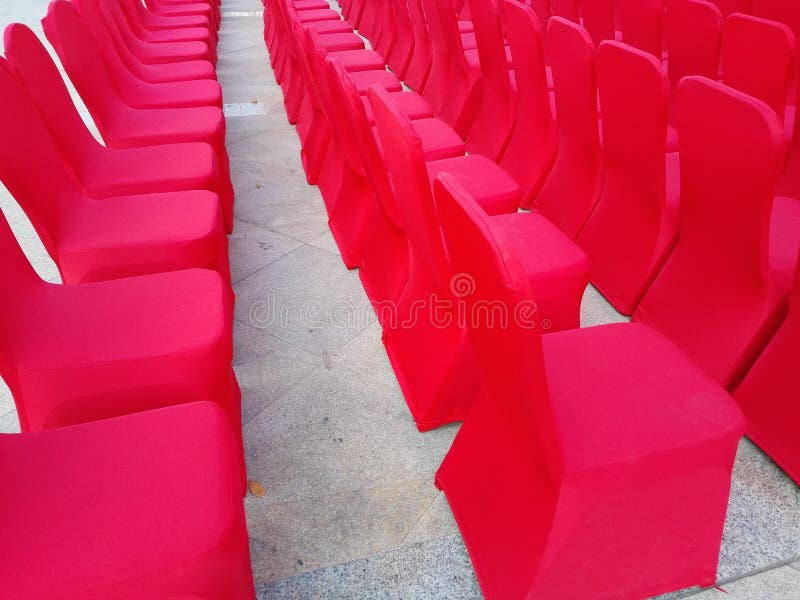 A Row of Red Chairs in the Conference Field. Stock Image - Image of ...