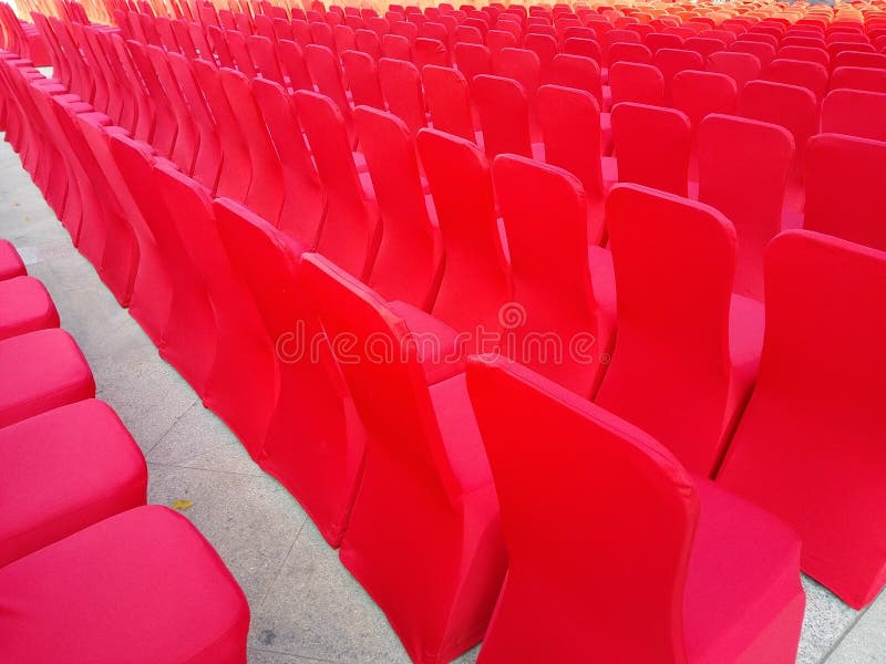 A Row of Red Chairs in the Conference Field. Stock Image - Image of ...