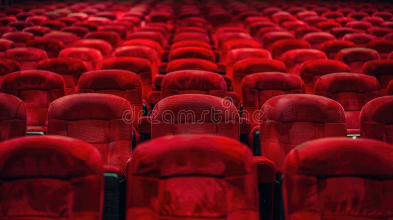 A Row of Red Chairs in a Theater Stock Image - Image of musical, empty ...