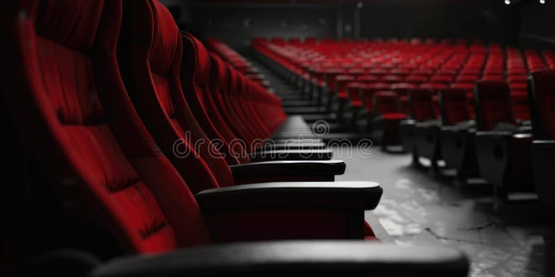 Row of Red Chairs in Theater Stock Illustration - Illustration of movie ...
