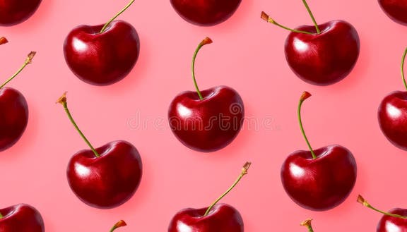 Row of Red Cherries with Stems Stock Image - Image of tasty, organic ...