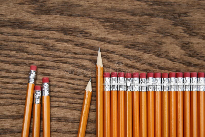 A Row of Red Pencils on Wood Surface Stock Image - Image of graphite ...