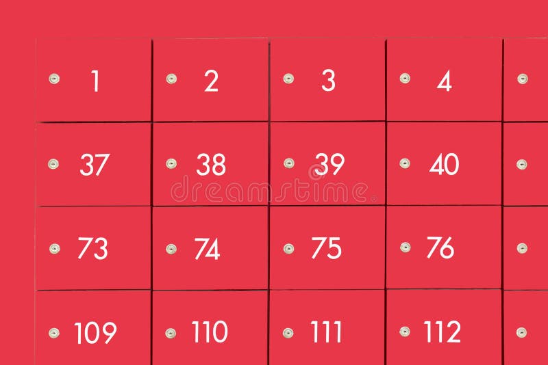 Row of Red Post Office Boxes Stock Photo - Image of number ...