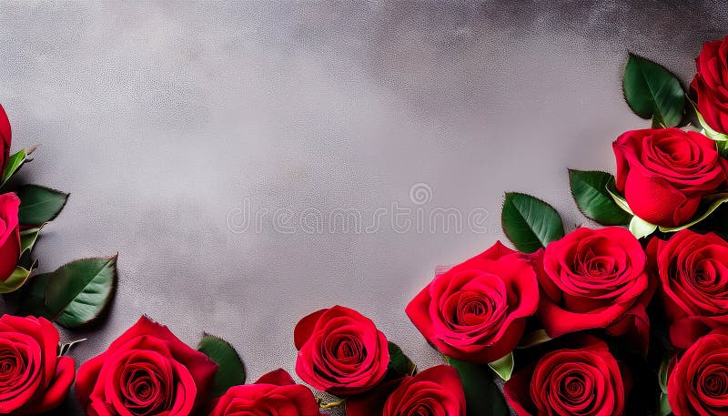 Row of Red Roses Arranged on a Cracked Concrete Background, Combining ...