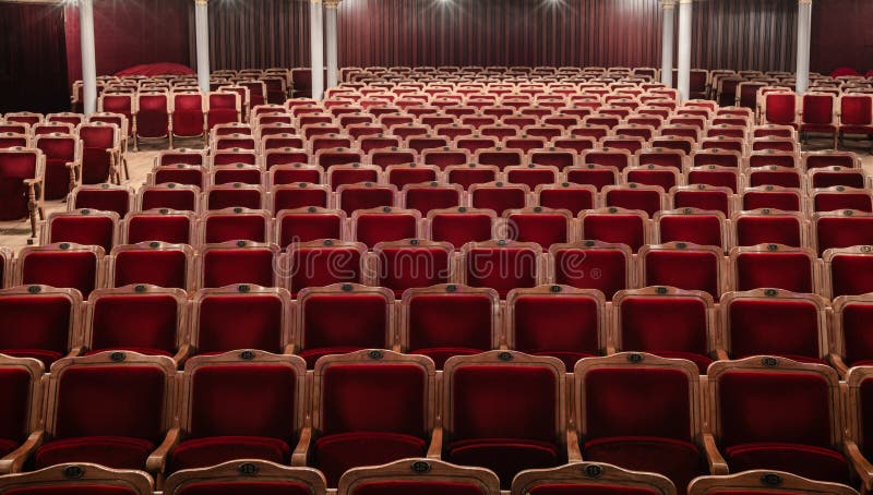 Row of red seats theatre stock image. Image of indoor - 208503629