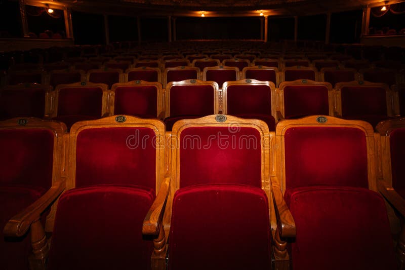 Row of Red Seats in Theatre Stock Image - Image of interior, concert ...