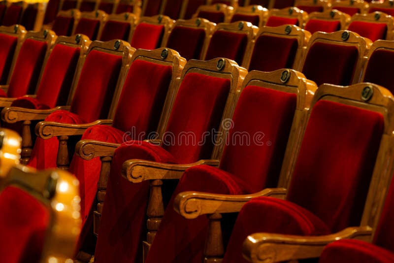 Row of Red Seats in Theatre Stock Image - Image of lvov, concert: 382887961