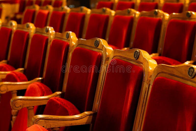 Row of Red Seats in Theatre Stock Photo - Image of indoor, cinema ...