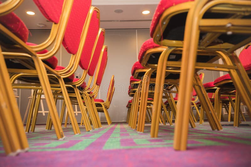 Row of Red Soft Chairs in a Conference Room with a Carpet Stock Image ...