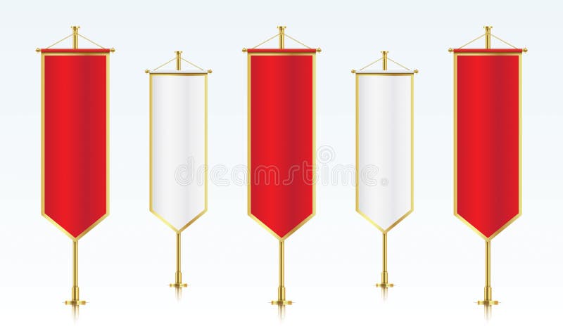 Row of Red and White Vertical Royal Flags. Stock Vector - Illustration ...