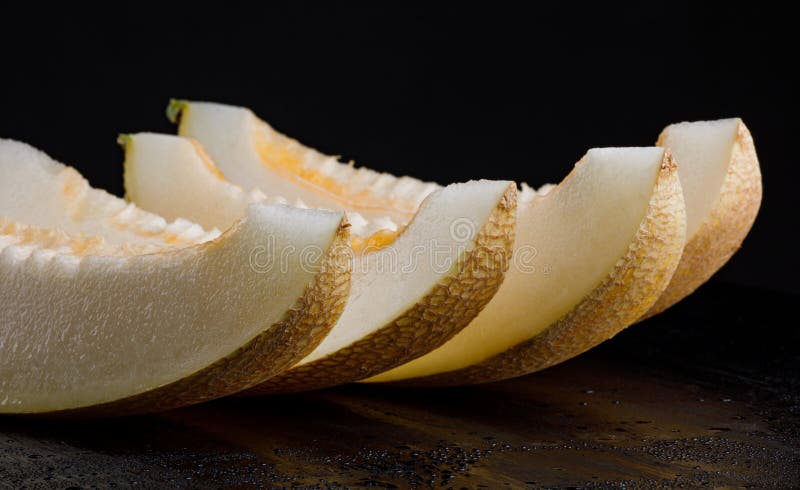 A Row of Ripe Juicy Melon Lobes Stock Photo - Image of diet, health ...